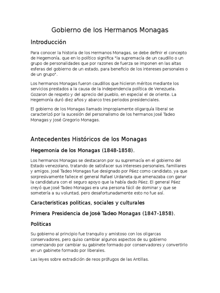 Gobierno de Los Hermanos Monagas | PDF | Agitación | Política (general)