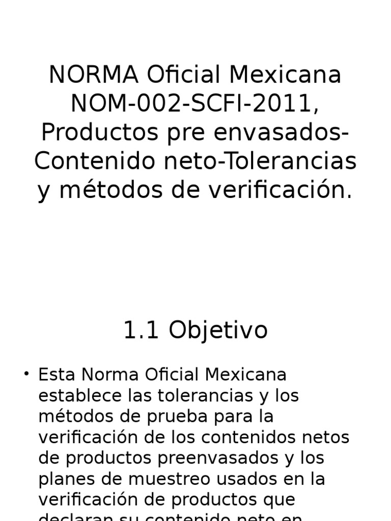 NORMA Oficial Mexicana NOM 002 SCFI 2011 Productos Pre Envasados ...