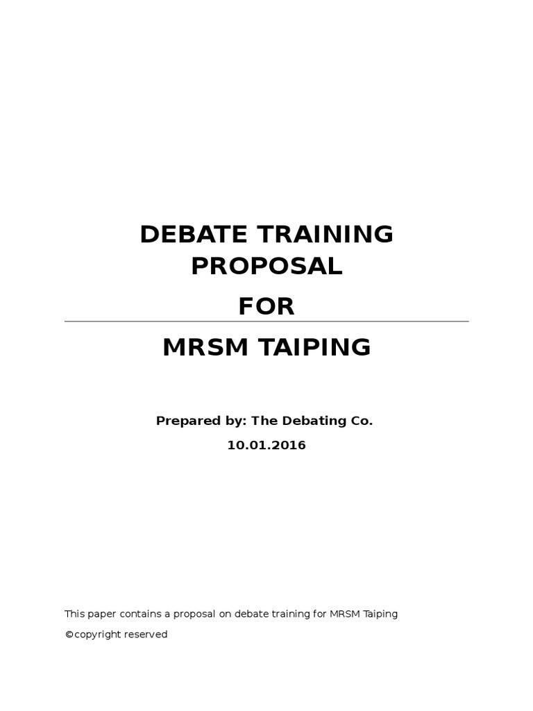 Debate Training Proposal MRSM Taiping | PDF | Political Communication ...
