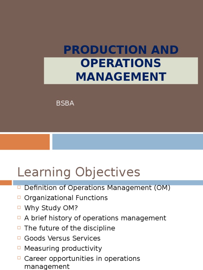 Production and Operations Management - Introduction (BSBA) | Operations ...