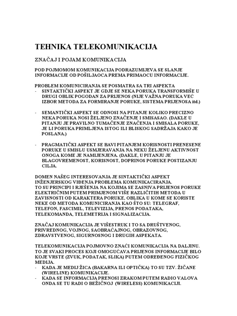 Tehnika Telekomunikacija | PDF