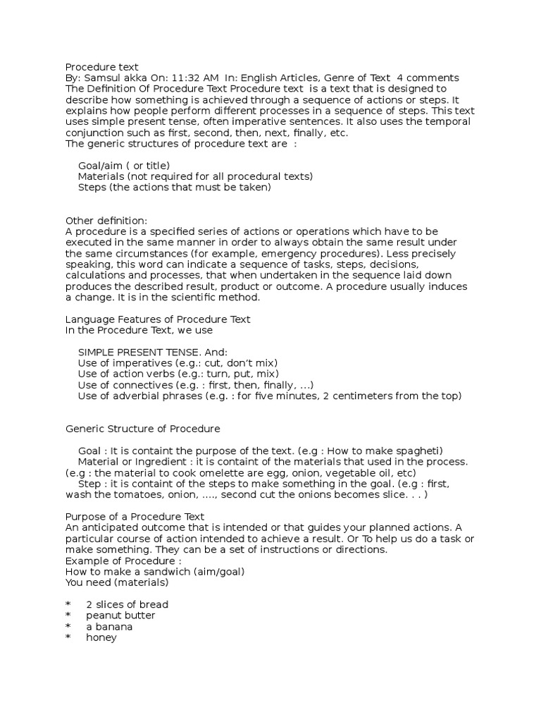 Definition of Procedure Text | PDF | Scientific Method | English Language