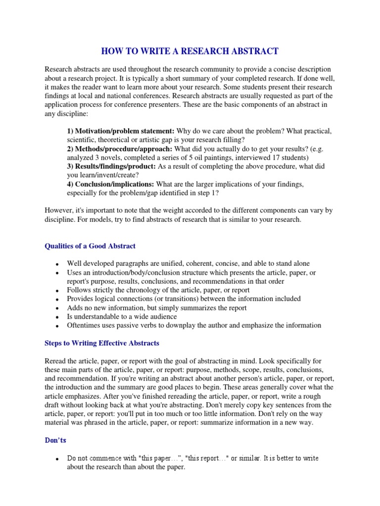 Guide to Writing Effective Research Abstracts | PDF | Language Arts ...