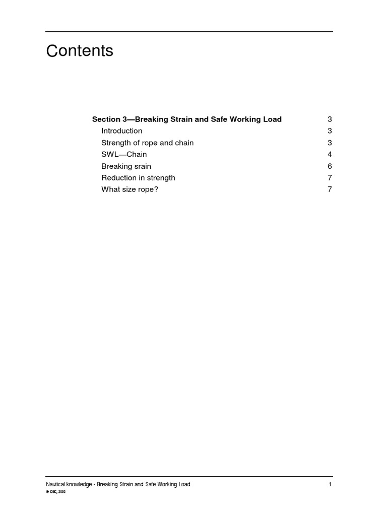 Breaking Strain and SWL of Ropes | PDF | Rope | Structural Load