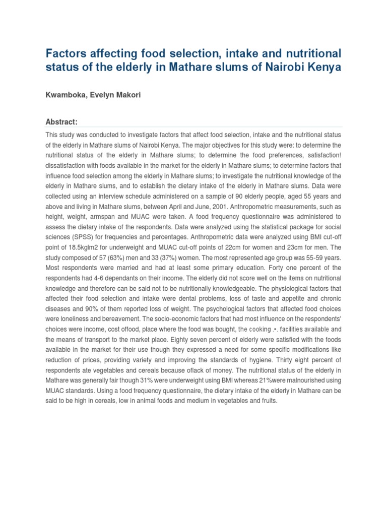 Factors Affecting Food Selection | PDF | Foods | Nutrition