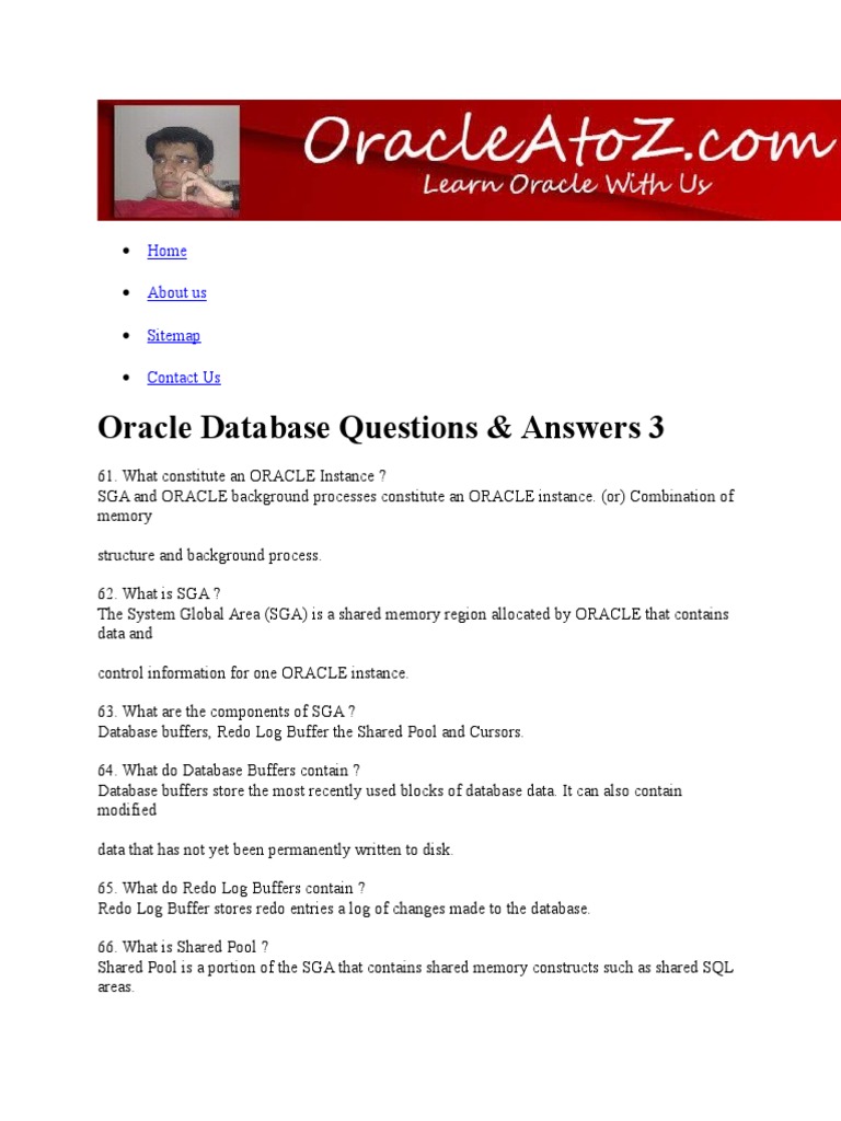 Oracle Database Questions & Answers 3 | PDF | Oracle Database | Databases