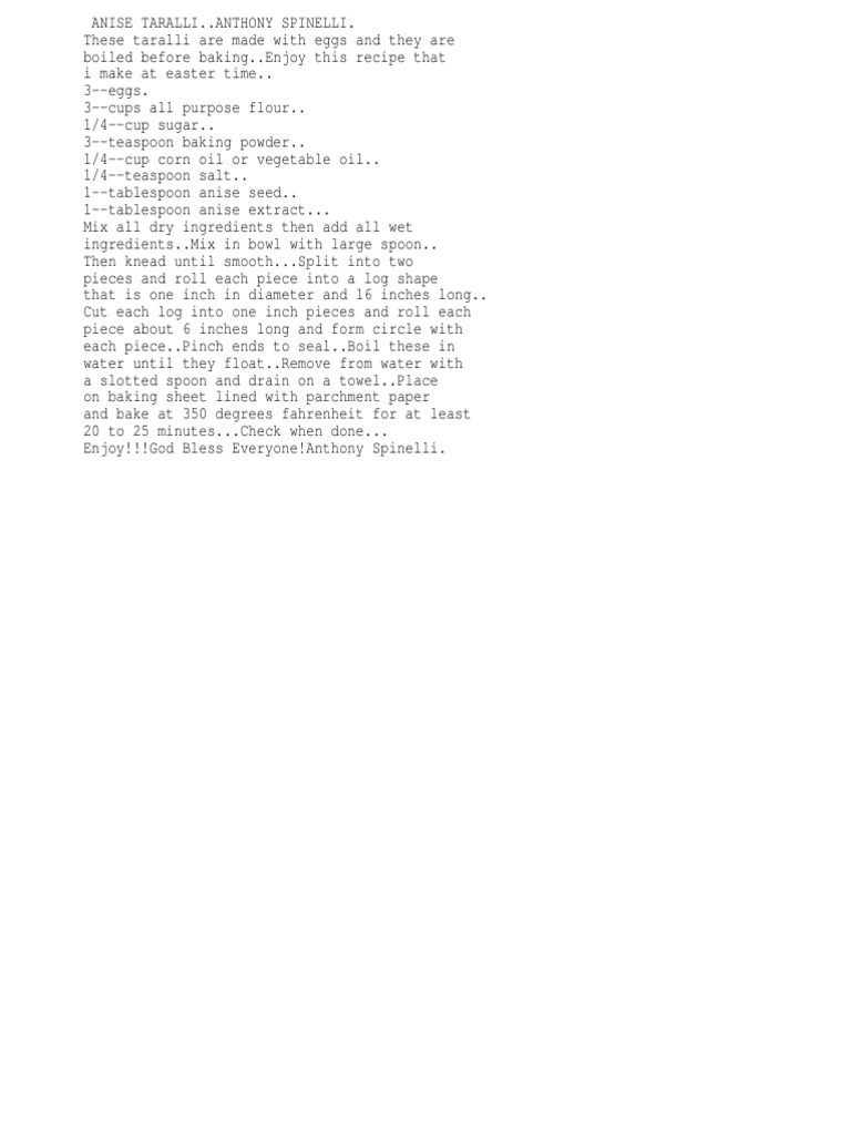 ANISE TARALLI..Anthony Spinelli. | PDF | Spoon | Food And Drink