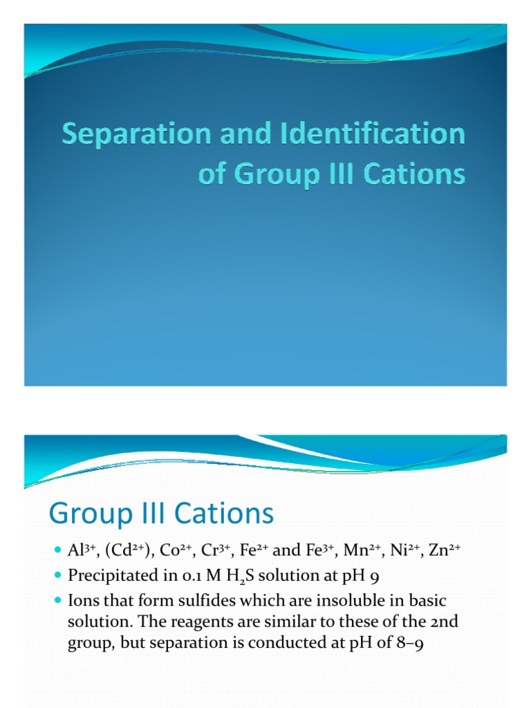 Analysis of Group 3 Cations | PDF | Sets Of Chemical Elements ...
