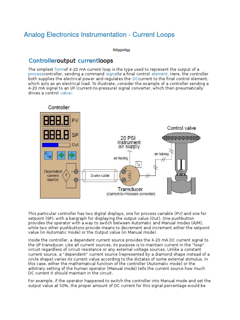 Analog Electronics Instrumentation - Current Loops | PDF | Voltage ...