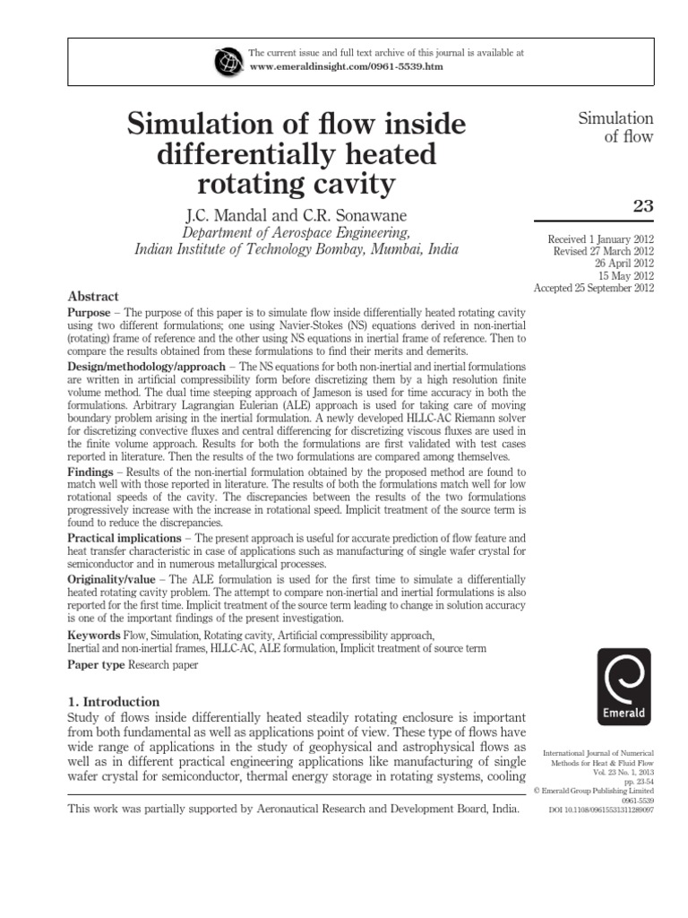 Simulation of Flow Inside Differentially Heated Rotating Cavity | PDF ...