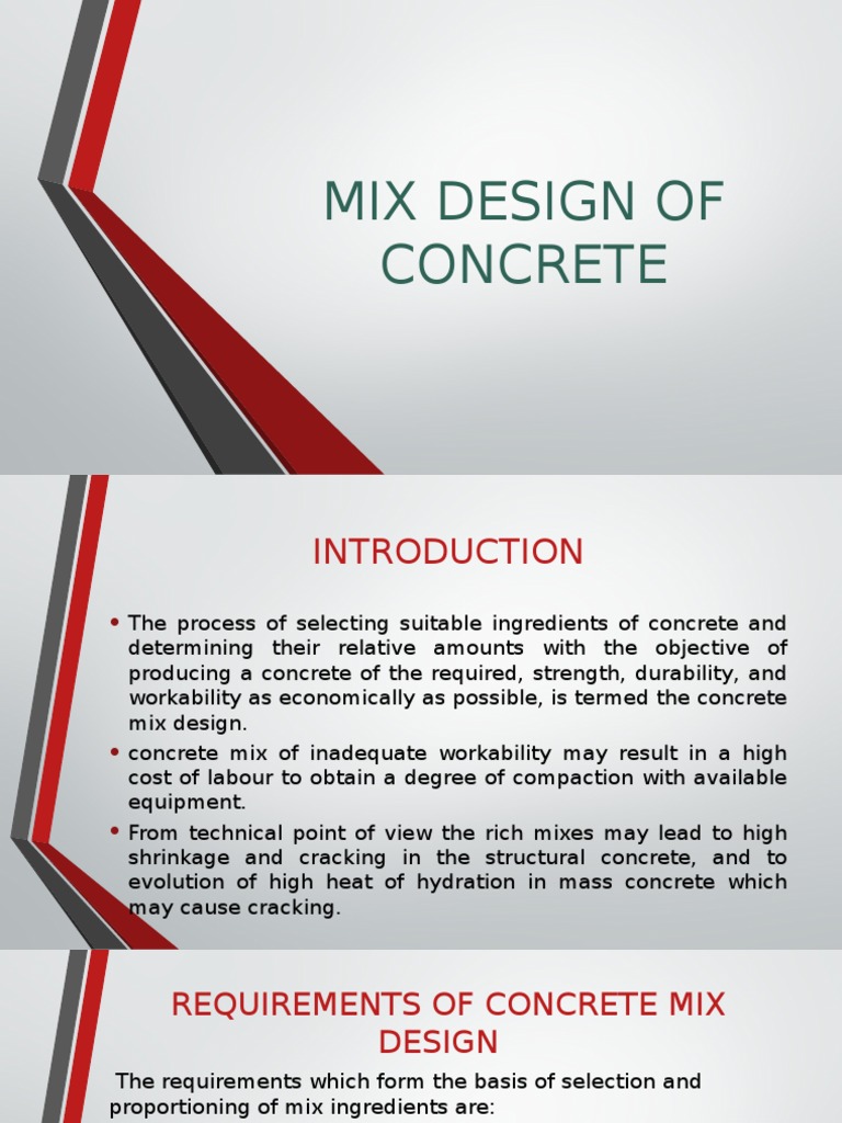 Mix Design Presentation | PDF | Concrete | Economic Sectors