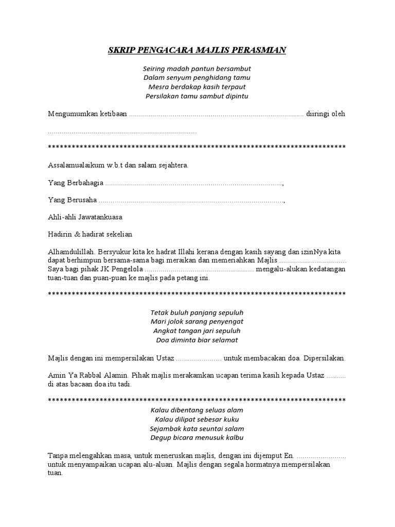 Skrip Pengacara Majlis | PDF