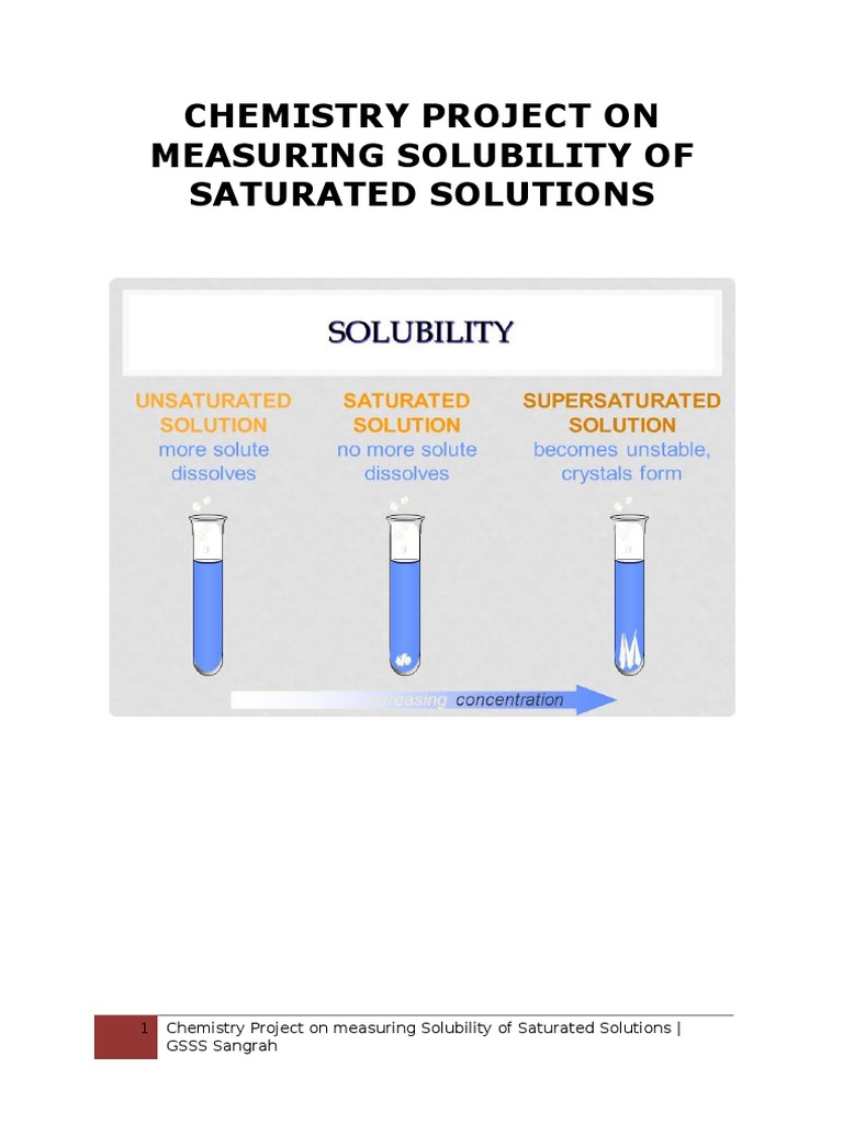 Chemistry Project On Measuring Solubility of Saturated Solutions | PDF ...
