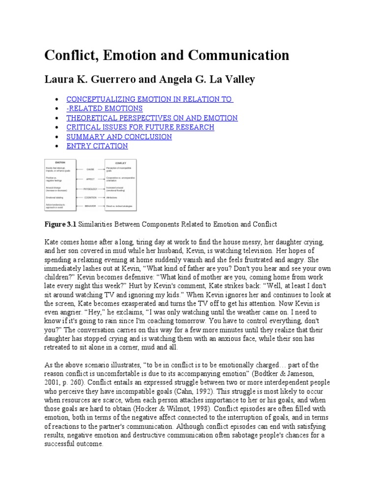 Conflict. Emotion and Communication | PDF | Psychology | Jealousy