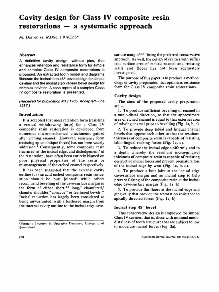 Cavity Design Class IV Composite Resin | PDF | Dental Composite | Tooth ...