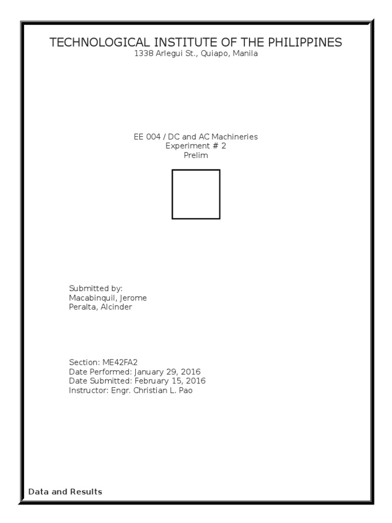 Technological Institute of The Philippines: Data and Results | PDF ...