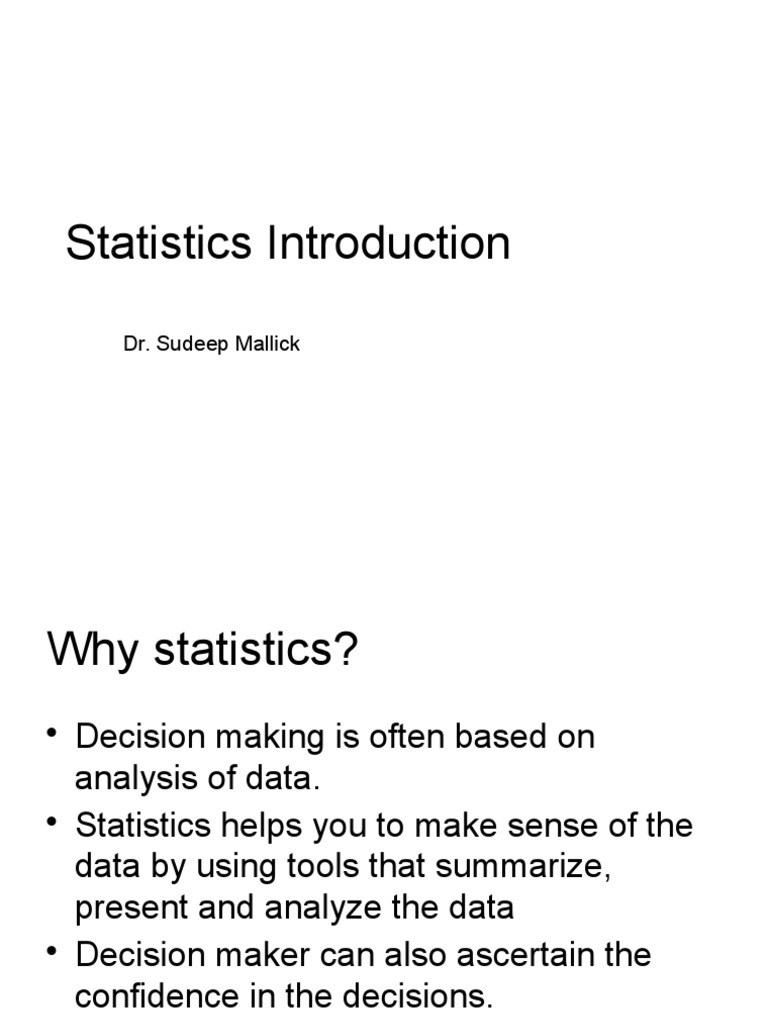 Statistics Introduction: Dr. Sudeep Mallick | PDF | Level Of ...
