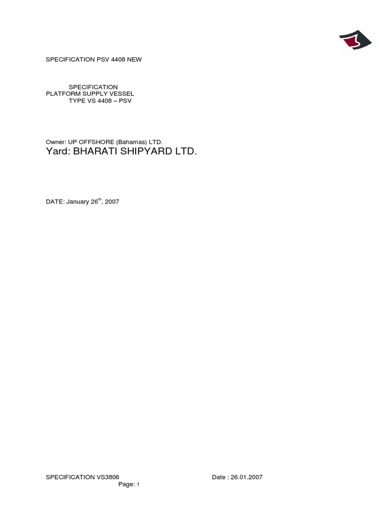 V 381 Technical Specification | PDF | Ships | Specification (Technical ...