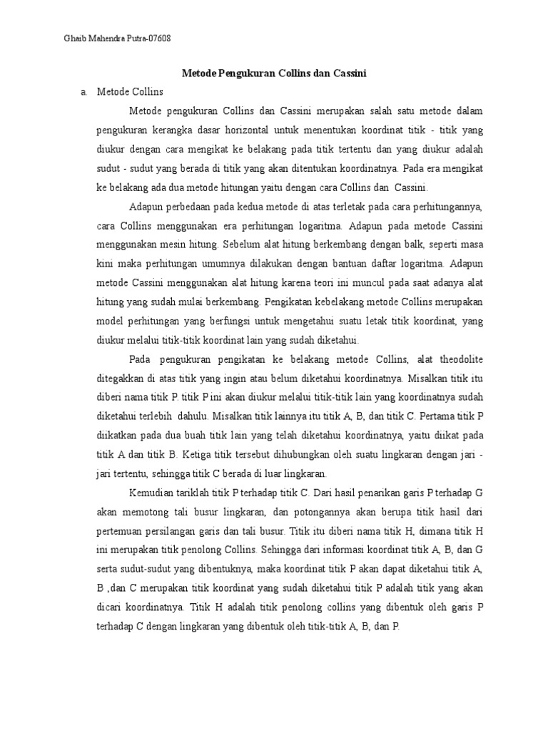 Metode Pengukuran Collins Dan Cassini | PDF