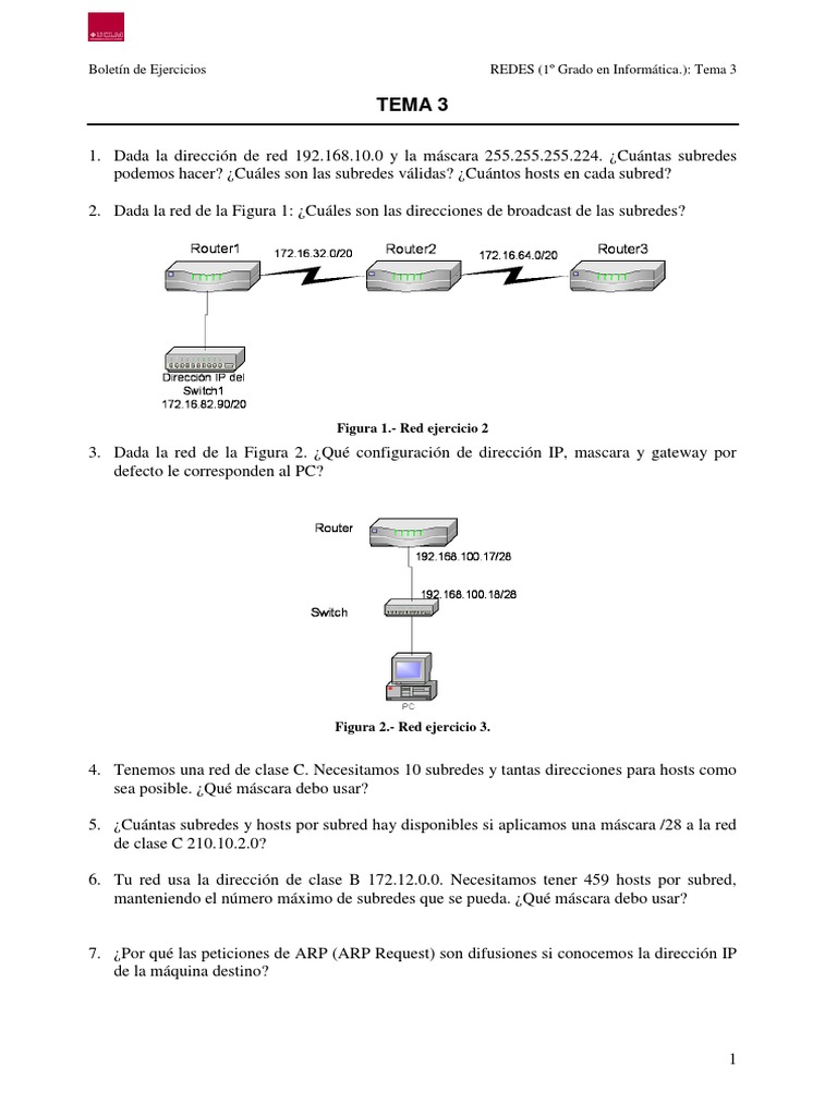 Ejercicios Tema 3 Redes | PDF | Dirección IP | Red de computadoras