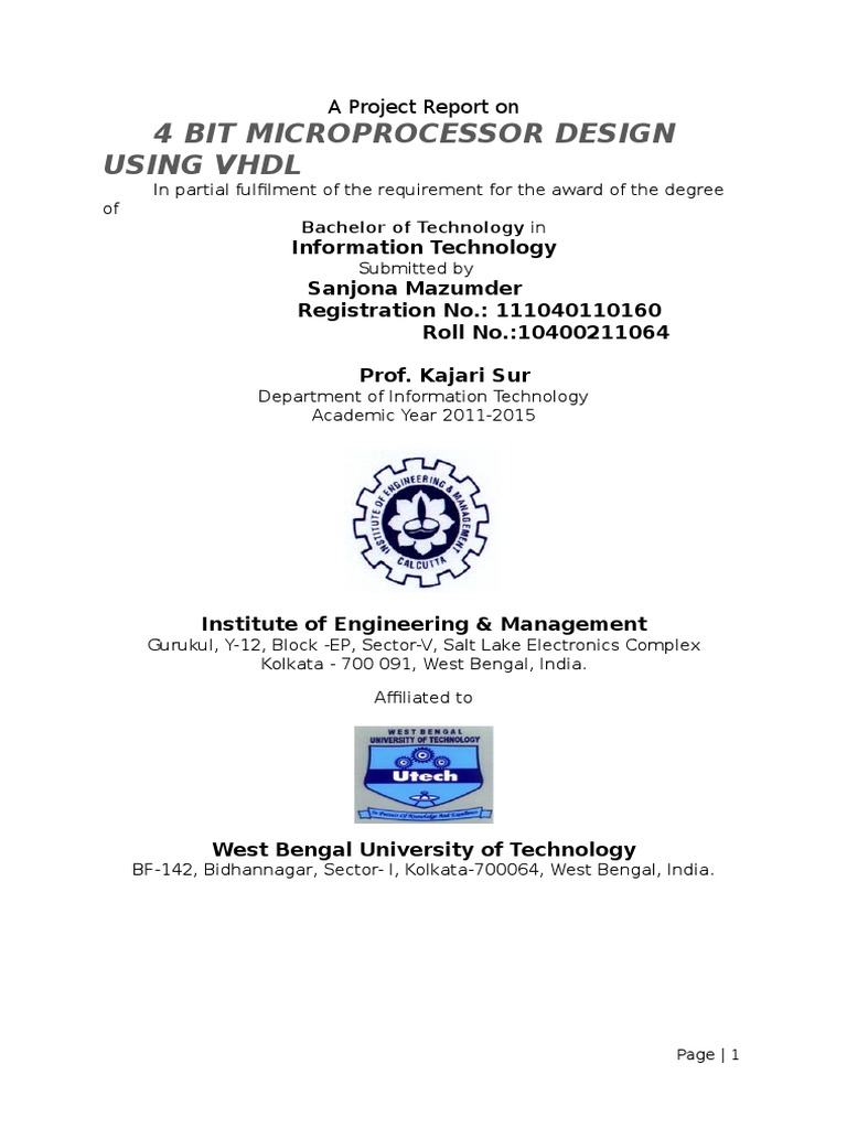 4 Bit Microprocessor Design Using VHDL | PDF | Central Processing Unit ...