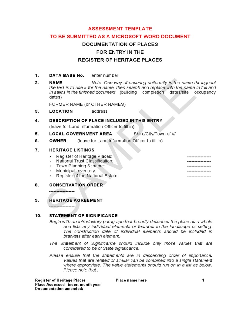 Assessment Template | PDF | Archaeology | Landscape