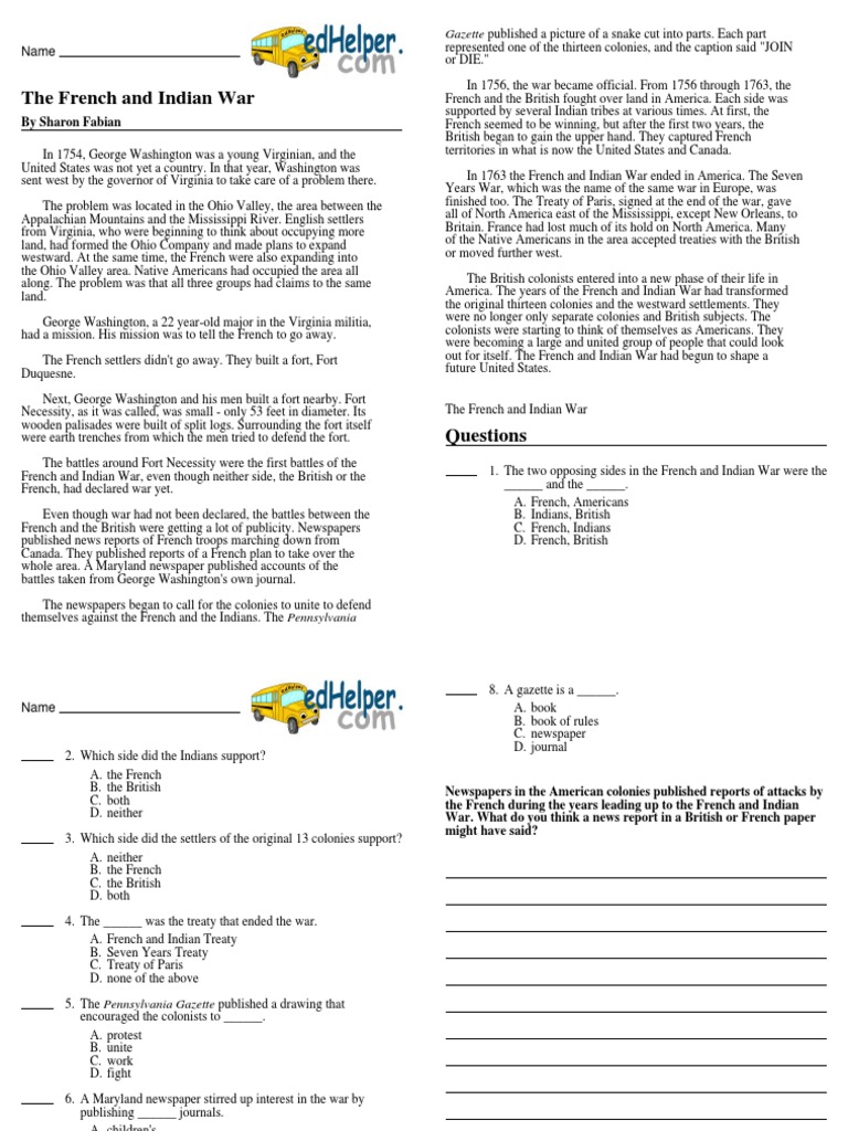 French and Indian War Overview | PDF | French And Indian War | Thirteen ...