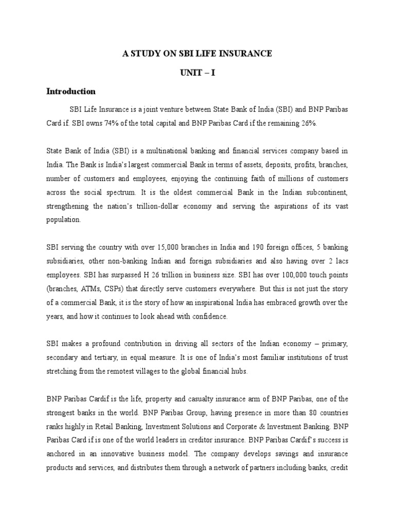 a-study-on-sbi-life-insurance-pdf-insurance-life-insurance