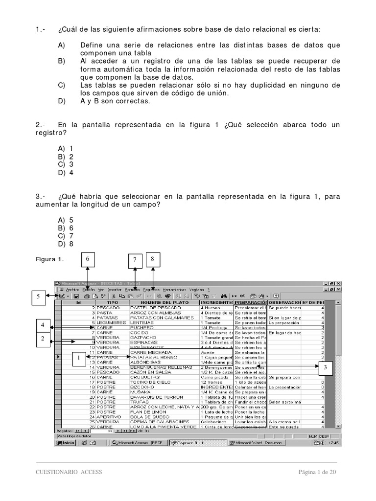 50 Test de Access 97 | PDF | Tabla (base de datos) | Base de datos ...