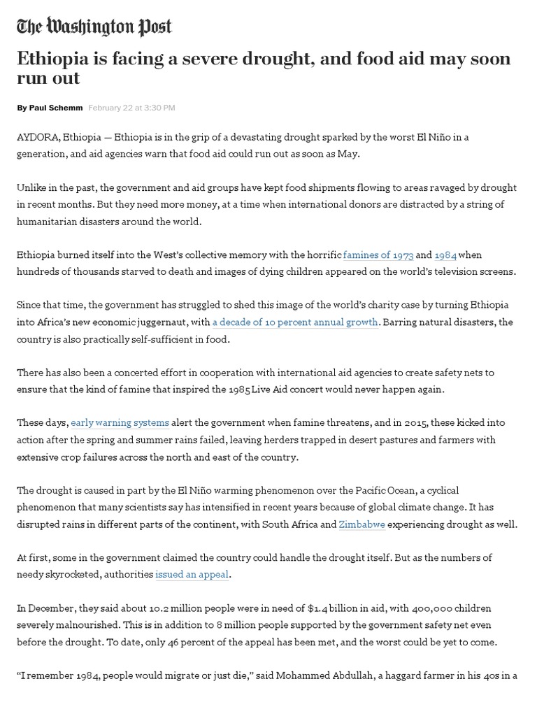 Ethiopia's Drought and Food Aid Crisis | PDF | Famine | Aids