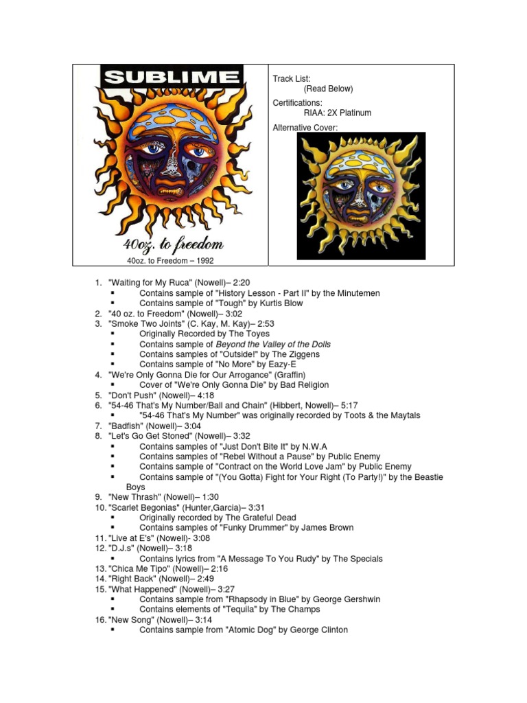 Sublime Lyrics Pdf Leisure Entertainment General