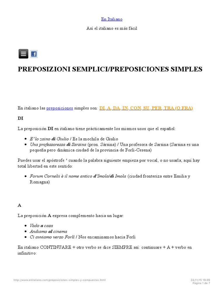 Preposiciones Simples y Compuestas | PDF | Idiomas