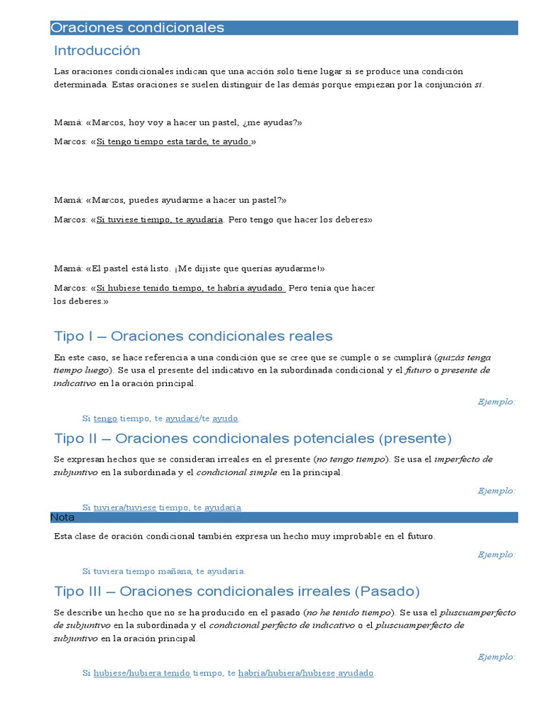 Oraciones Condicionales | PDF | Mecánica del lenguaje | Lingüística