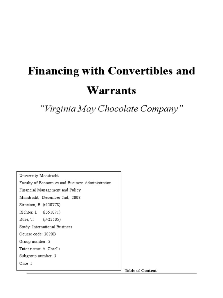 Financing Convertibles With Warrants | PDF | Bonds (Finance) | Cost Of ...