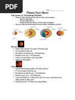 Planetary Fact Sheet | PDF | Solar System | Apsis