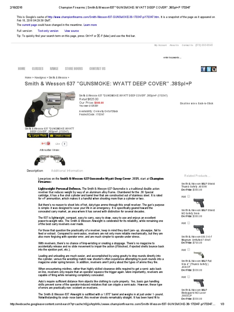 Smith & Wesson 637: Concealed Carry | PDF | Revolver | Trigger (Firearms)