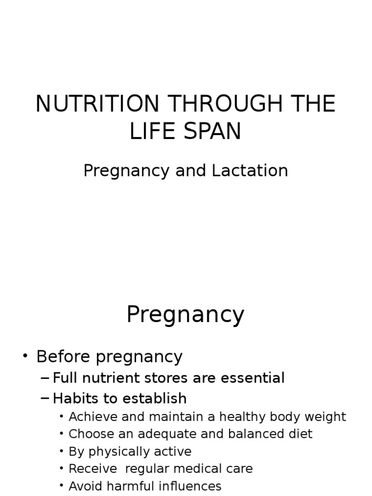 Nutrition Through The Life Span Pregnancy | PDF | Pregnancy | Breastfeeding