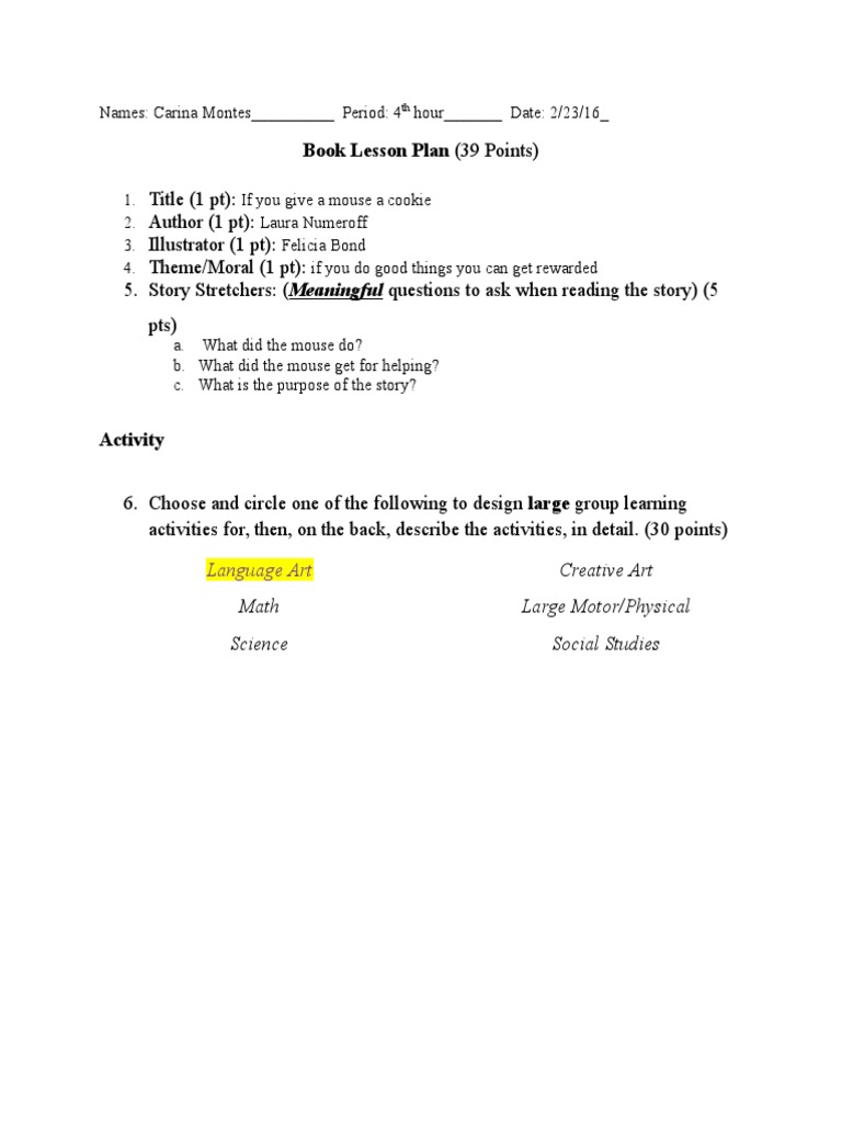 Book Lesson Plan1 | PDF