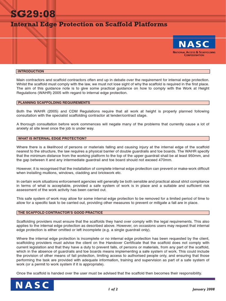 SG29 - Internal Edge Protection On Scaffold Platforms | PDF