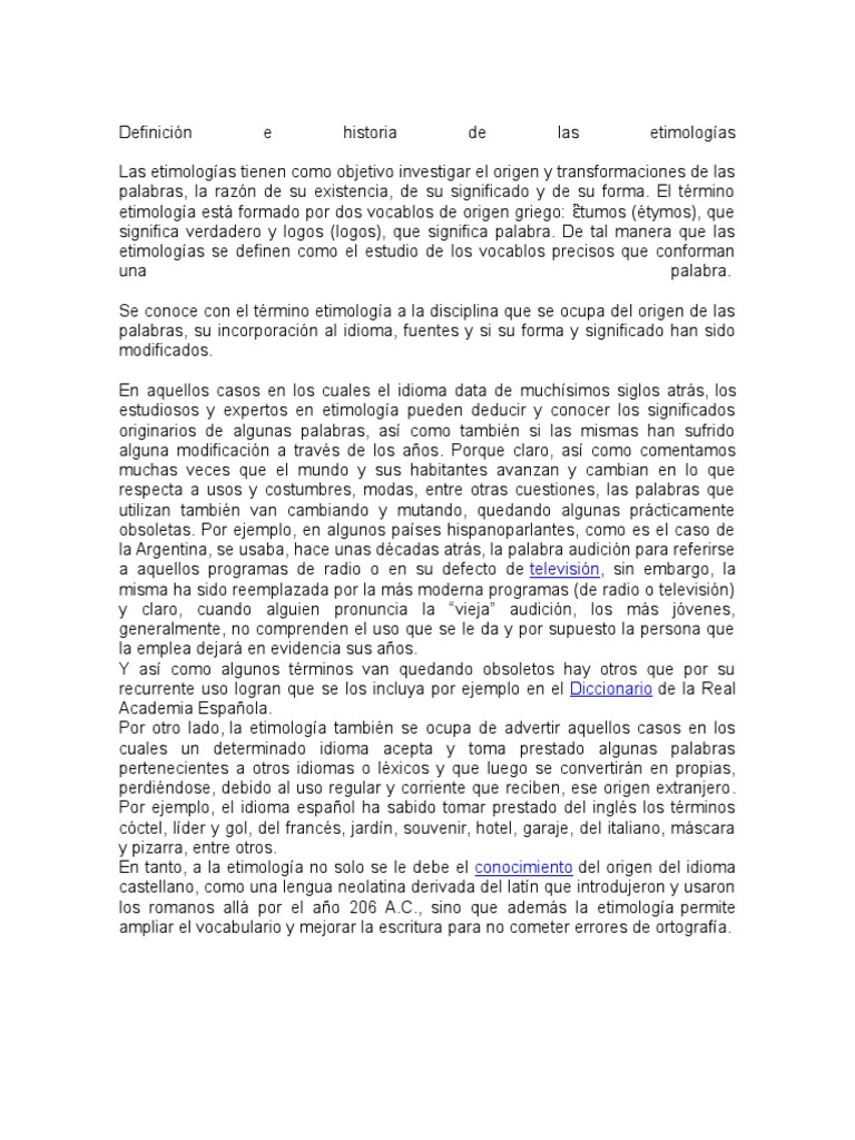 Historia y Función de la Etimología | PDF | Palabra | latín