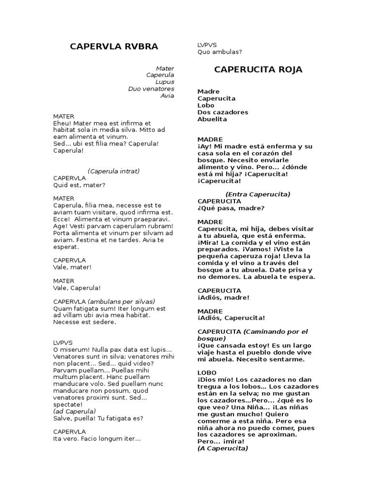 CAPERVLA RVBRA (Bilingüe) | PDF | Caperucita Roja | Canis lupus