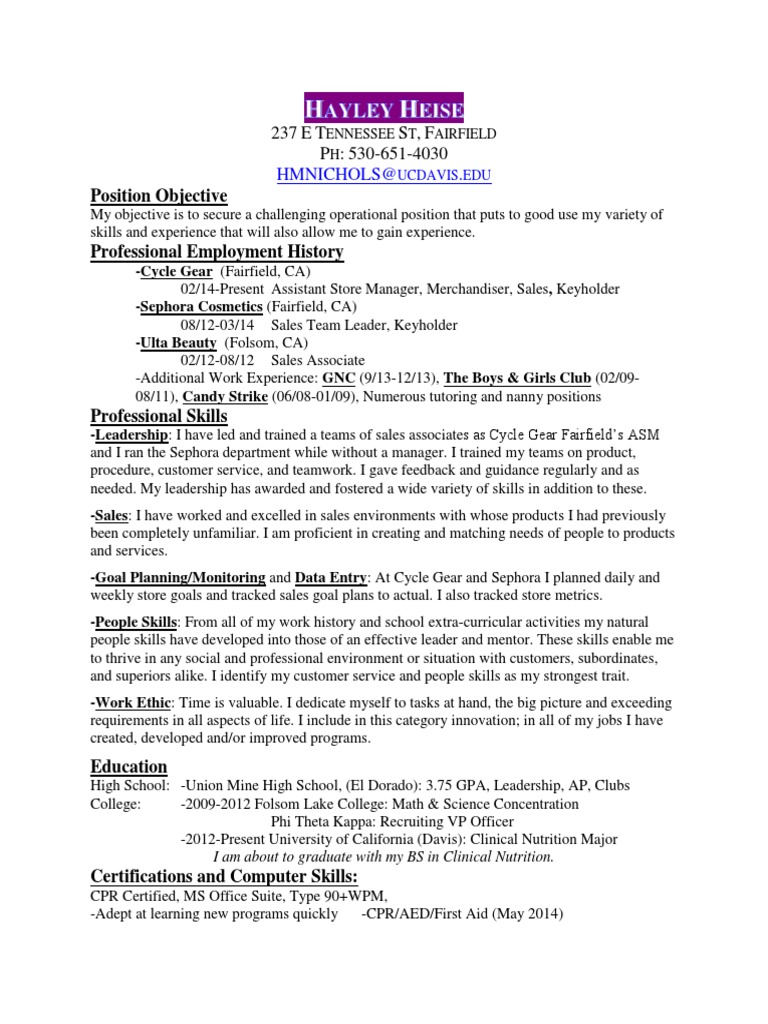 GNC Sales Associate Experience Summary | PDF | Career & Growth