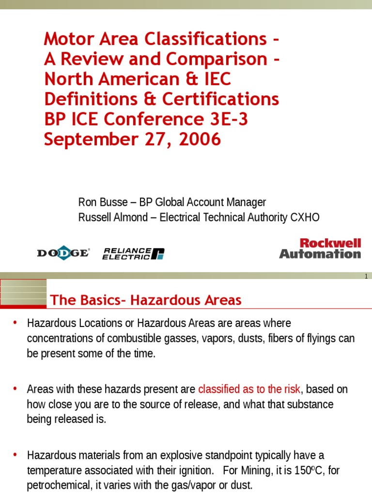 3e-5 Motor Area Classification-Review Compare NEMA and IEC | PDF ...