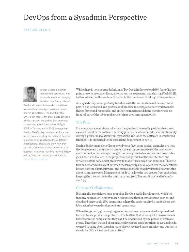 DevOps From A Sysadmin Perspective | PDF | System Administrator | Agile Software Development