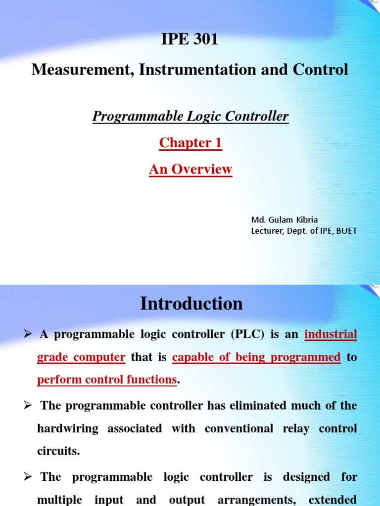 Chapter 1 (PLC) | PDF | Programmable Logic Controller | Computer Engineering