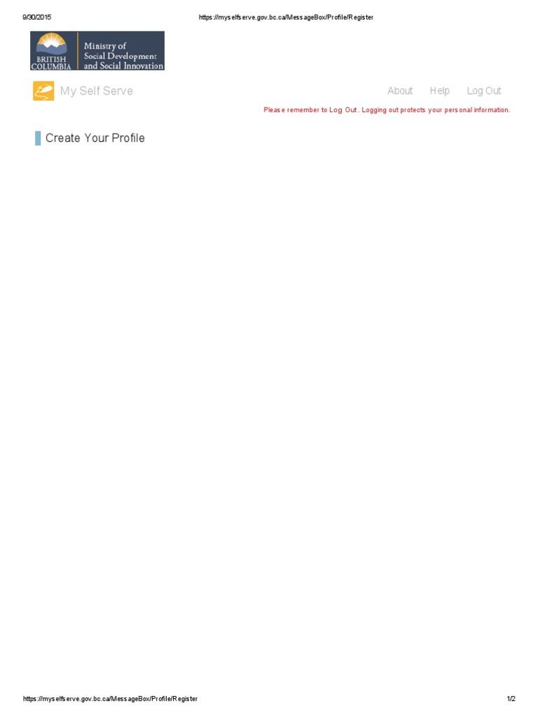 My Self Serve Profile Registration | PDF