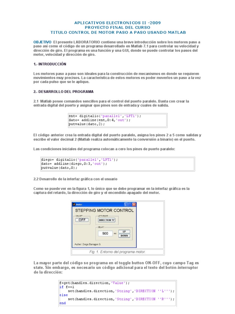 Control de Motor Paso A Paso Usando Matlab | PDF | Programa de computadora | Programación