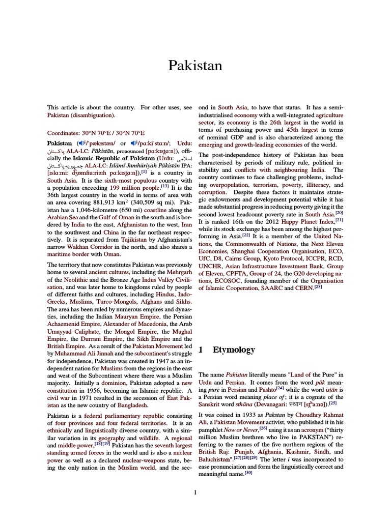 Pakistan | PDF | All India Muslim League | Pakistan