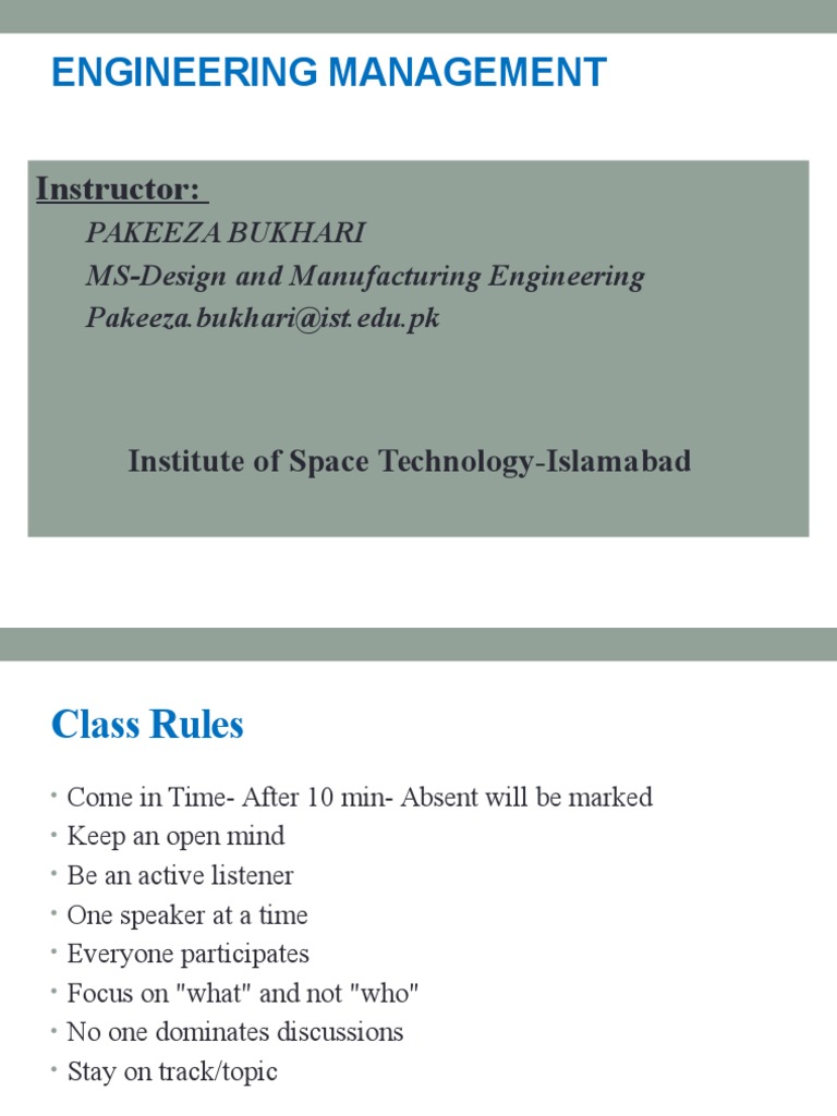 Introduction to Engineering Management: Course Overview and Learning ...