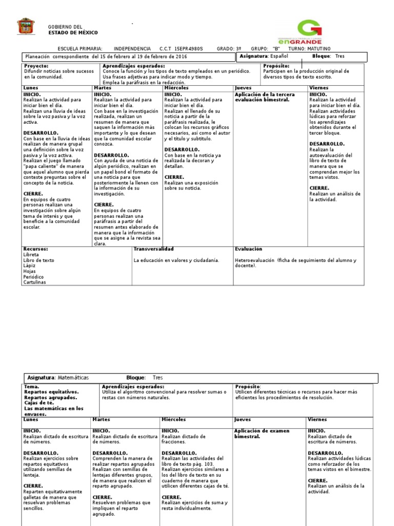 Planificacion Tercer Grado Semana 23 | PDF | Evaluación | Educación Física